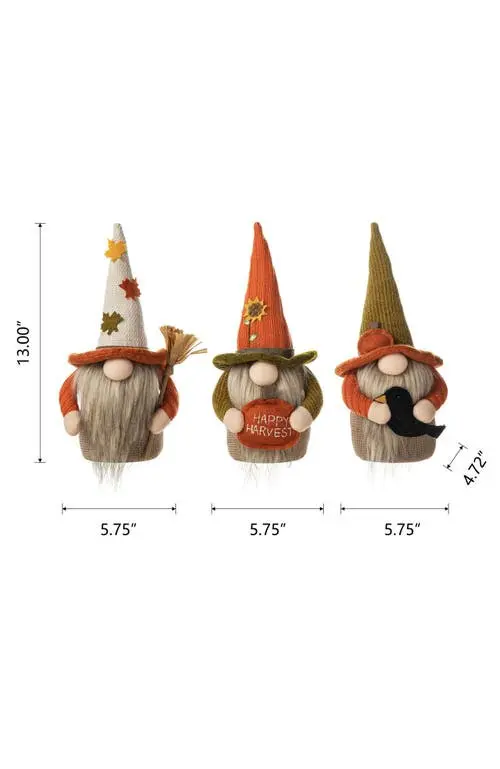 GLITZHOME Set Of 3 Fall Fabric Gnomes