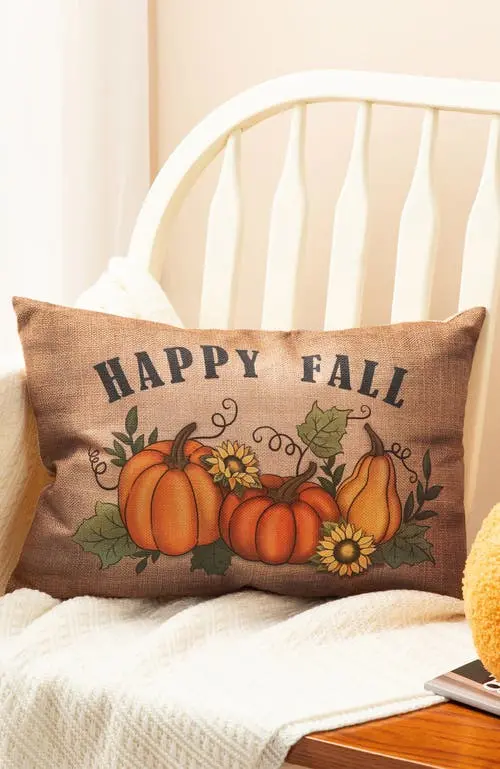 GLITZHOME 18"l Faux Burlap Fall Pumpkin Pillow