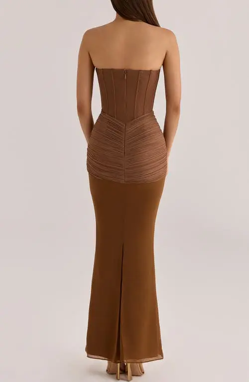 House Of Cb Charlotte Strapless Chiffon Corset Gown