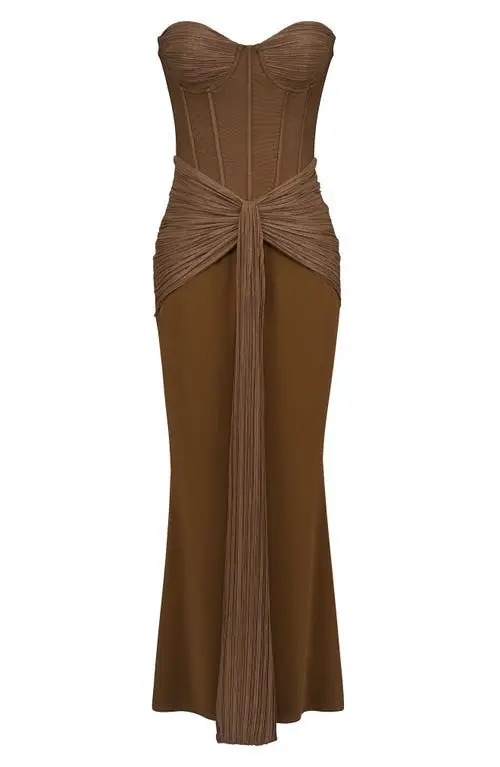 House Of Cb Charlotte Strapless Chiffon Corset Gown