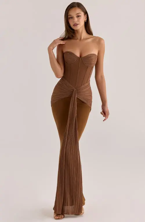 House Of Cb Charlotte Strapless Chiffon Corset Gown