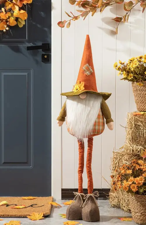 GLITZHOME Telescoped Fabric Fall Gnome Standing Decor