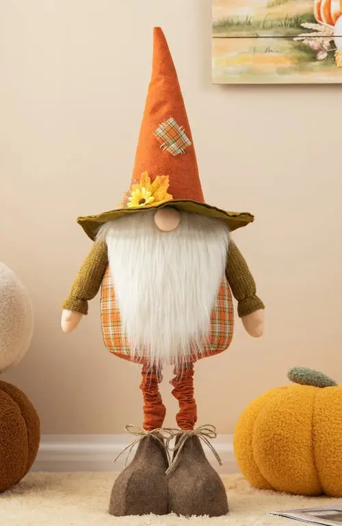 GLITZHOME Telescoped Fabric Fall Gnome Standing Decor
