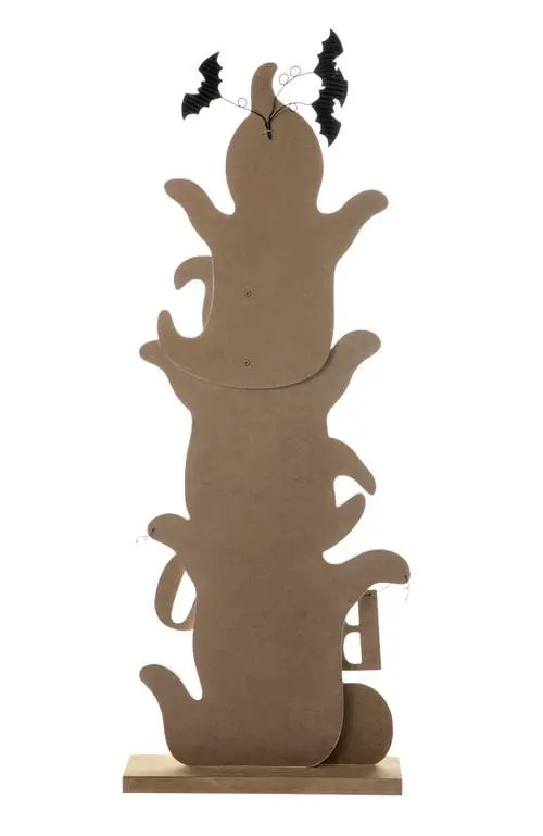 GLITZHOME 37.5"h Halloween Wooden Stacked Ghost Porch Decor