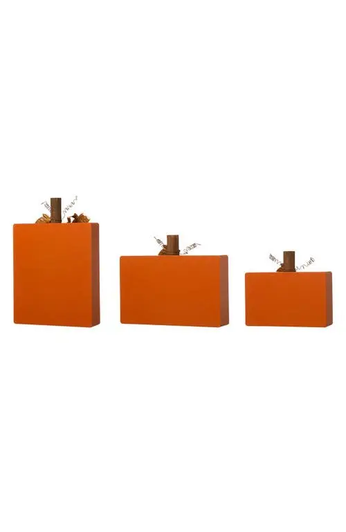 GLITZHOME 3pk Fall Wooden Pumpkin Table Decors