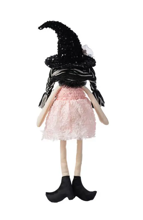 GLITZHOME Halloween Fabric Dressed Witch Or Pumpkin Sitter - Pink