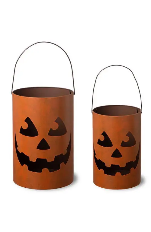 GLITZHOME Set Of 2 Halloween Jack O Lantern Bucket
