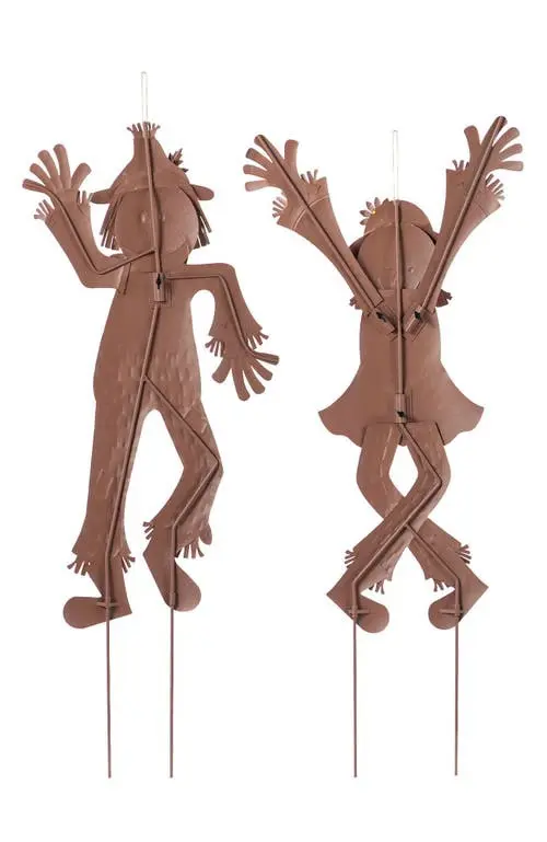 GLITZHOME Set Of 2 Fall Metal Dancing Scarecrows Yard Stake