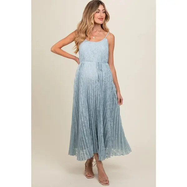 PINKBLUSH Floral Pleated Maxi Dress