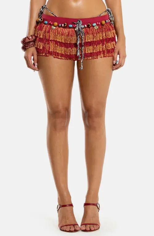 JADED LONDON Beaded Fringed Micro Miniskirt