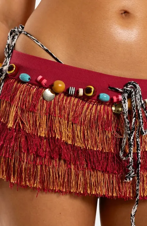 JADED LONDON Beaded Fringed Micro Miniskirt