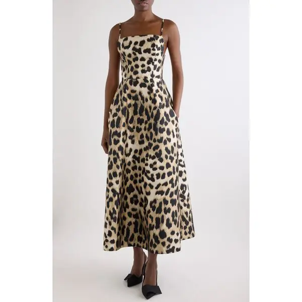 Givenchy Leopard Jacquard Volume Dress - Beige