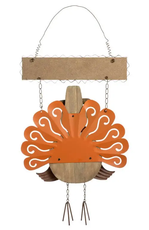 GLITZHOME Iron Wooden Turkey Welcome Wall Decor