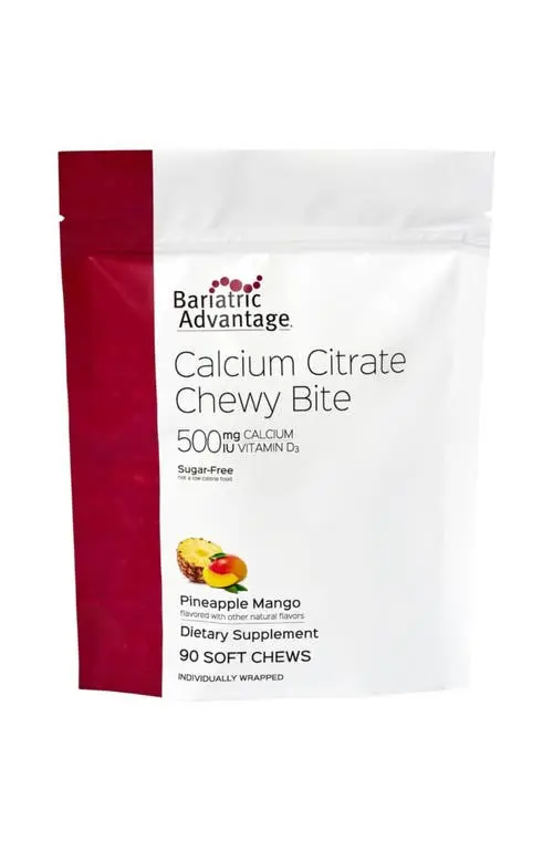 BARIATRIC ADVANTAGE Calcium Citrate Chewy Bites 500mg With Vitamin D3 Pineapple Mango Supplement90 Count - None