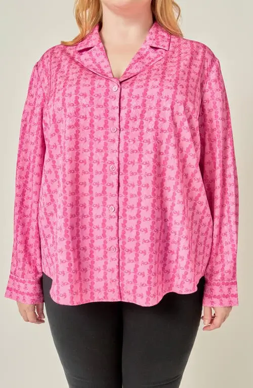 English Factory Floral Printed Satin Shirt - Pink