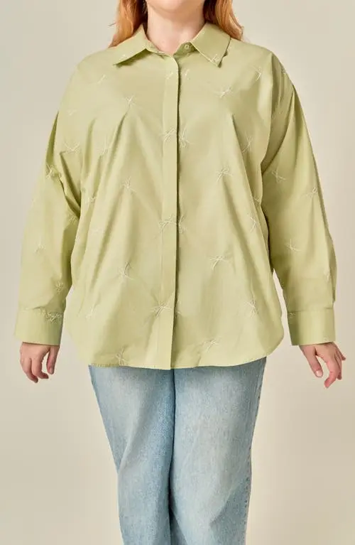 English Factory Bow-embroidered Cotton Shirt
