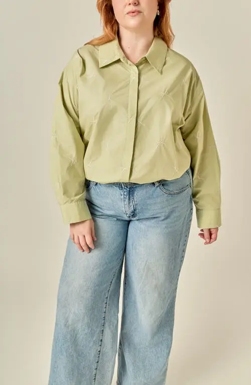 English Factory Bow-embroidered Cotton Shirt