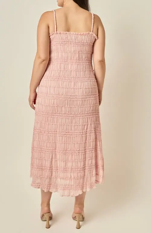 Endless Rose Shirred Ruffle Midi Dress