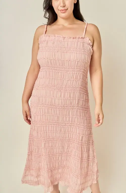 Endless Rose Shirred Ruffle Midi Dress
