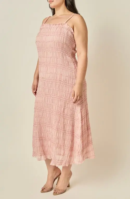 Endless Rose Shirred Ruffle Midi Dress