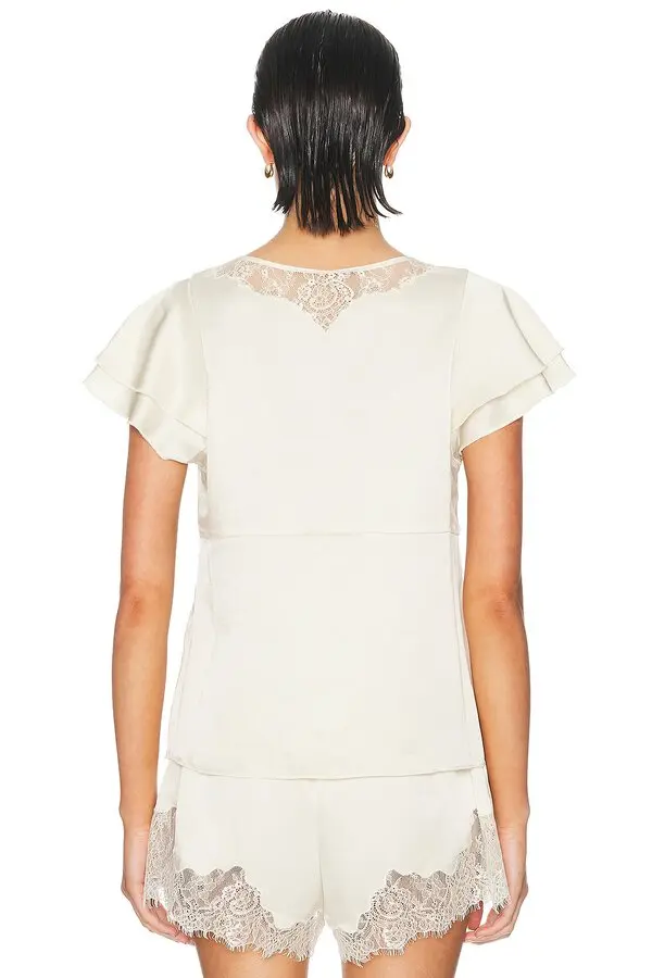 Citizens Of Humanity Lola Flutter Lace Sleeve Top - Cream