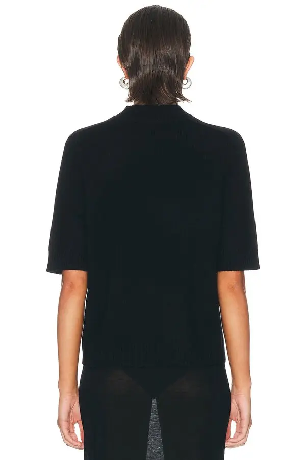 Loulou De Saison Ruth High-neck Short Saddle-sleeve Top - Black