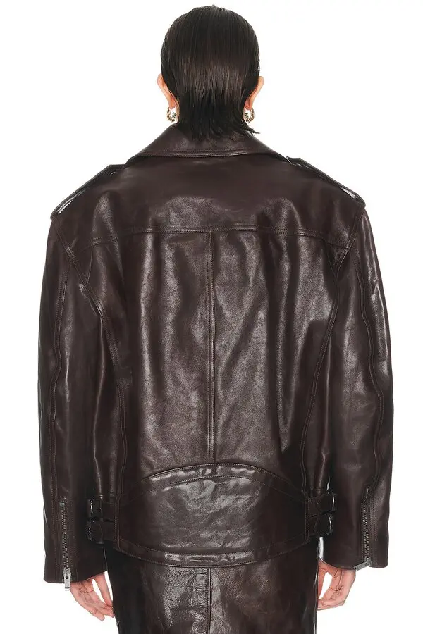 Saint Laurent Leather Belted Biker Jacket
