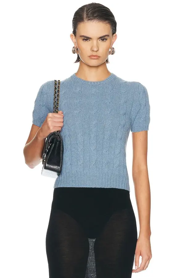 Ralph Lauren Short Sleeve Crewneck Sweater In Blue - Chambray Melange