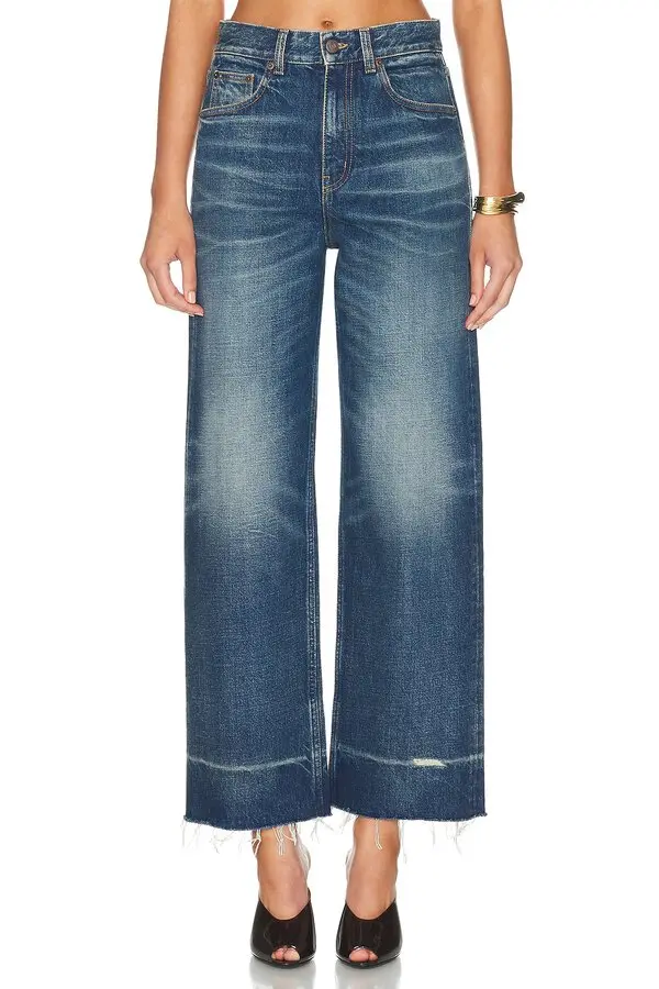 Chloé Wide Leg Jeans In Blue Denim - Dark Cobalt