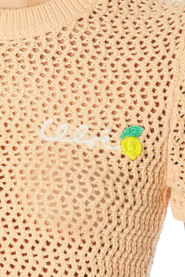 Chloé Crochet Knit Top - Bleached Orange