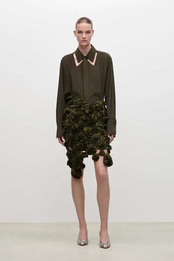 Victoria Beckham Applique Skirt - Green