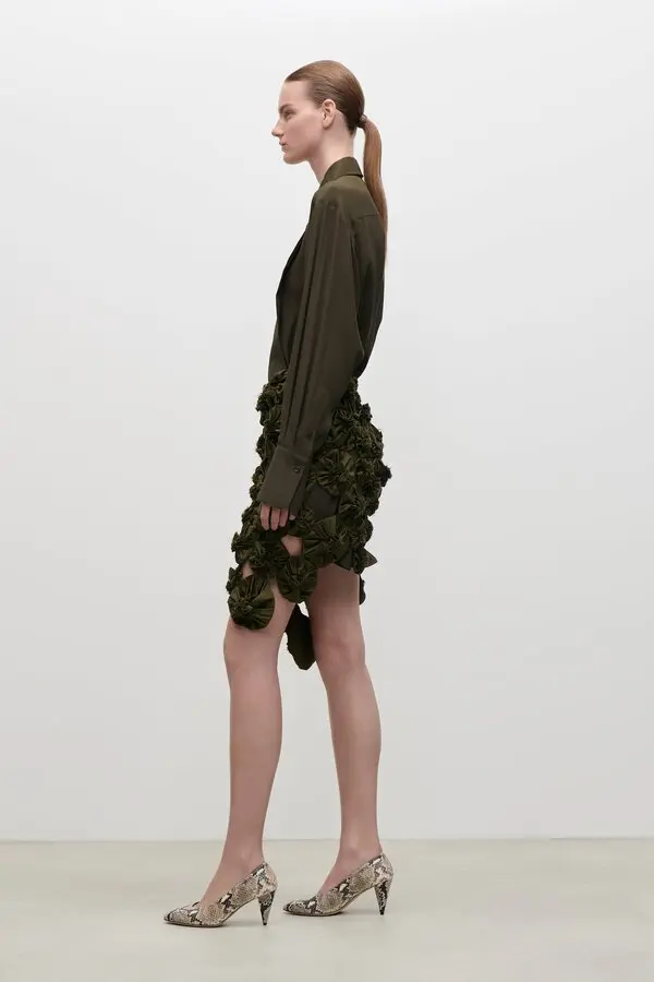 Victoria Beckham Applique Skirt - Green