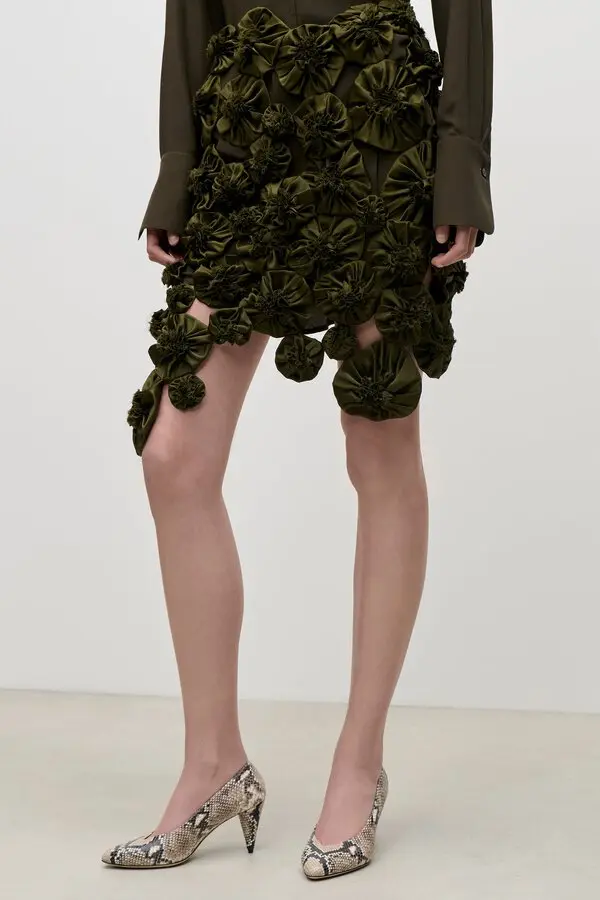 Victoria Beckham Applique Skirt - Green