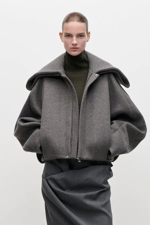 Victoria Beckham Folded Collar Bomber Jacket