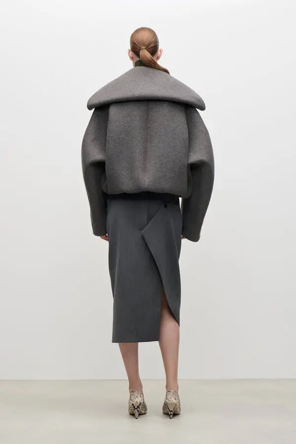 Victoria Beckham Folded Collar Bomber Jacket - Grey