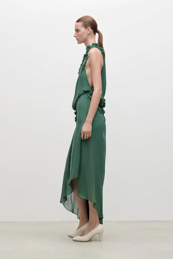 Victoria Beckham Pleated Appliqué Gown