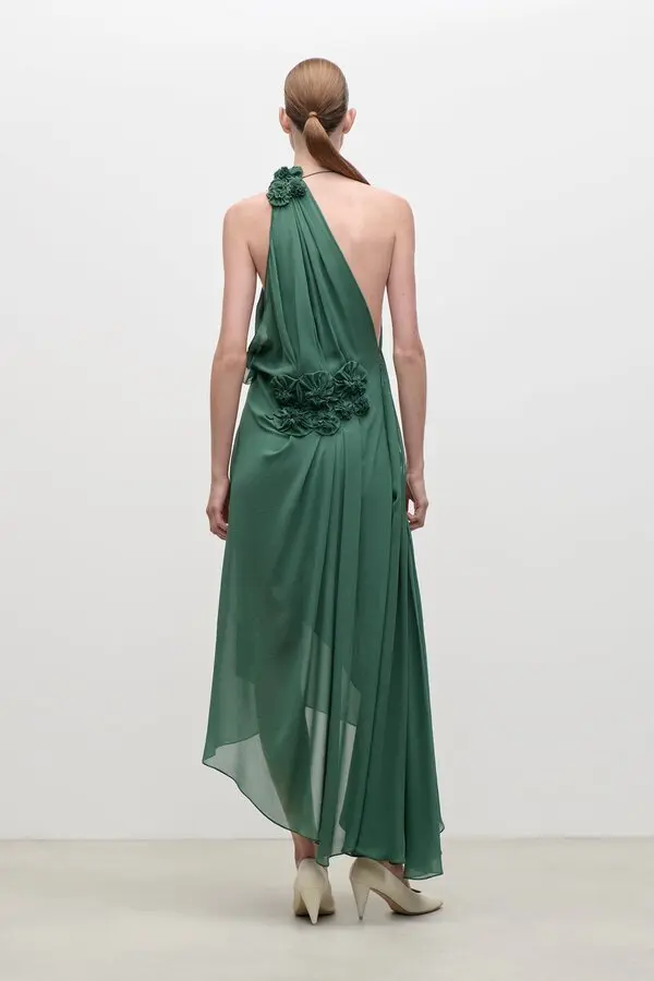 Victoria Beckham Pleated Appliqué Gown