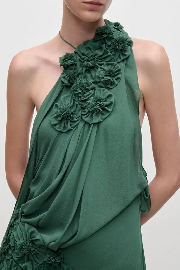 Victoria Beckham Pleated Appliqué Gown