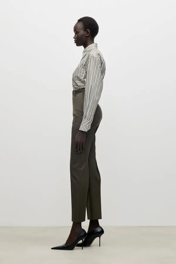 Victoria Beckham Striped Cotton Shirt With Pocket Detail - Green