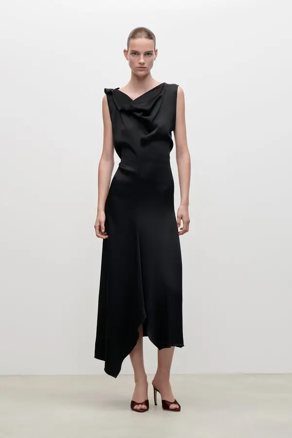 Victoria Beckham Draped Tailored Midi Dress - Black