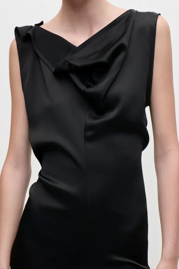 Victoria Beckham Draped Tailored Midi Dress - Black