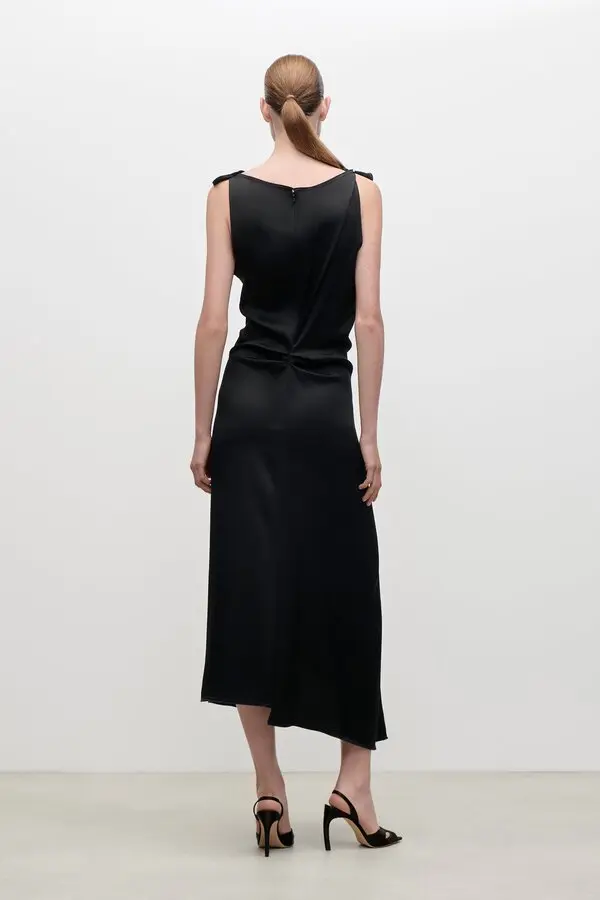 Victoria Beckham Draped Tailored Midi Dress - Black