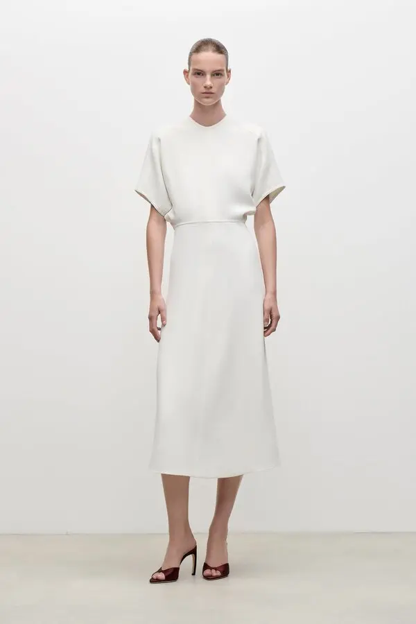 Victoria Beckham Eleanor Midi Dress - Bright Ivory