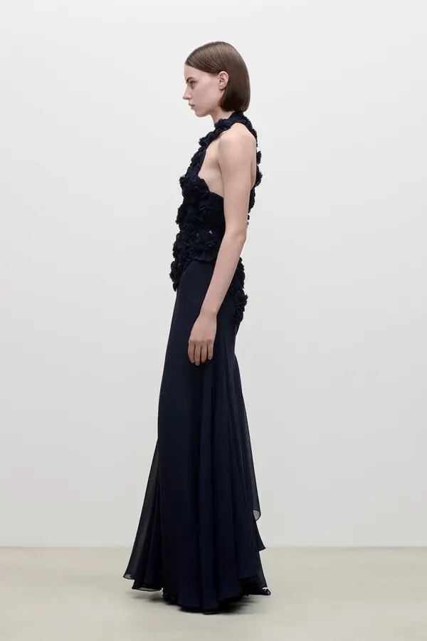 Victoria Beckham Appliqué Cut Out Gown