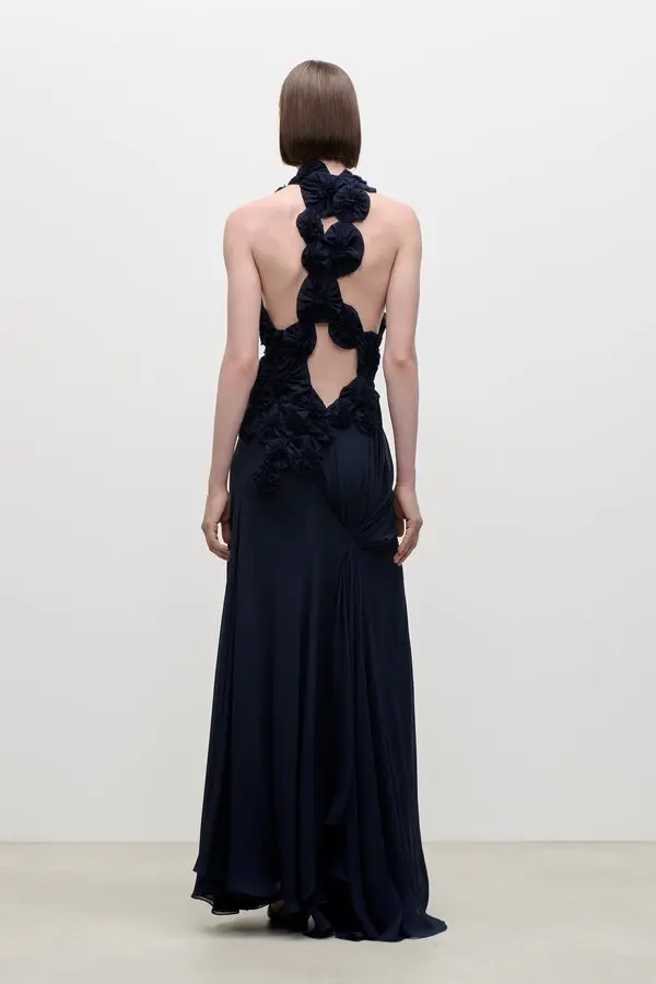 Victoria Beckham Appliqué Cut Out Gown