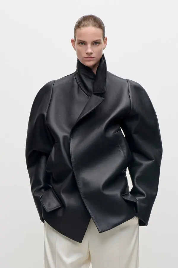 Victoria Beckham Leather Pea Coat