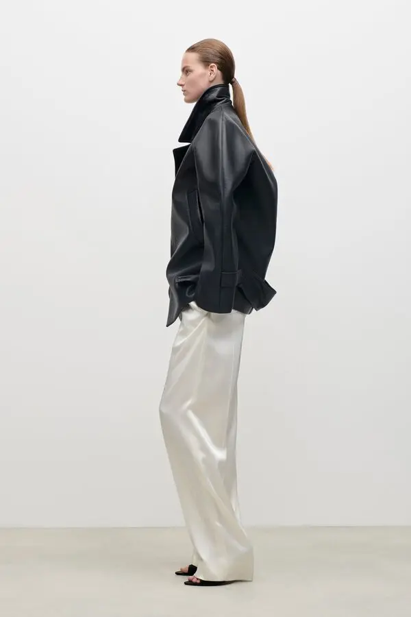 Victoria Beckham Leather Pea Coat