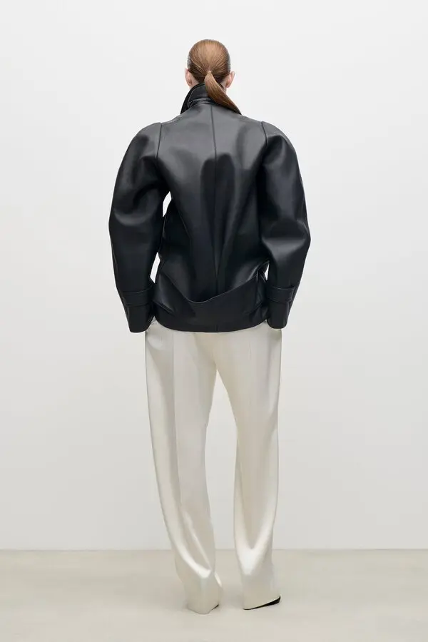 Victoria Beckham Leather Pea Coat