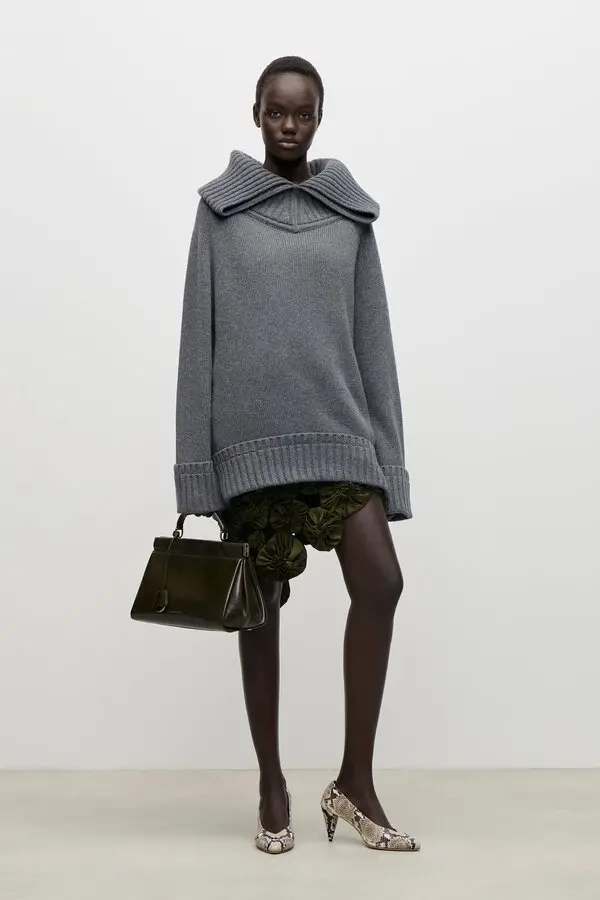 Victoria Beckham Wide Collar Jumper - Dark Grey