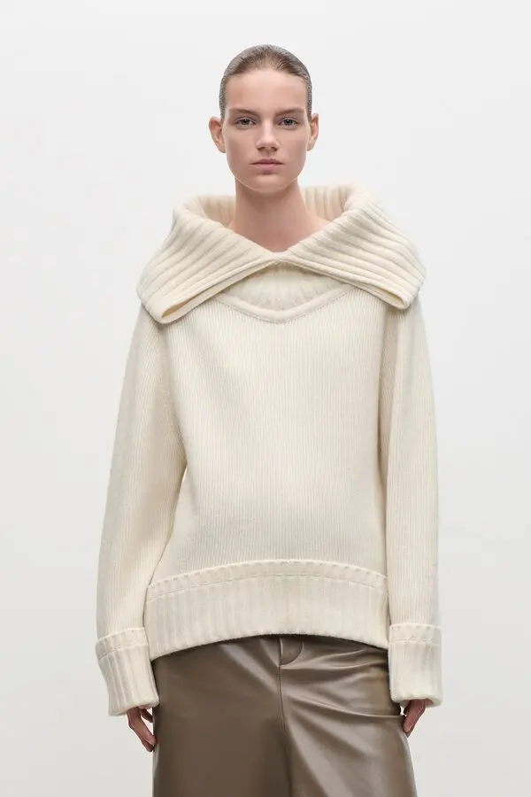 Victoria Beckham Wide Collar Jumper - Ivory